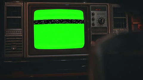 Old TV Set Green Screen Statics Vintage ... | Stock Video | Pond5