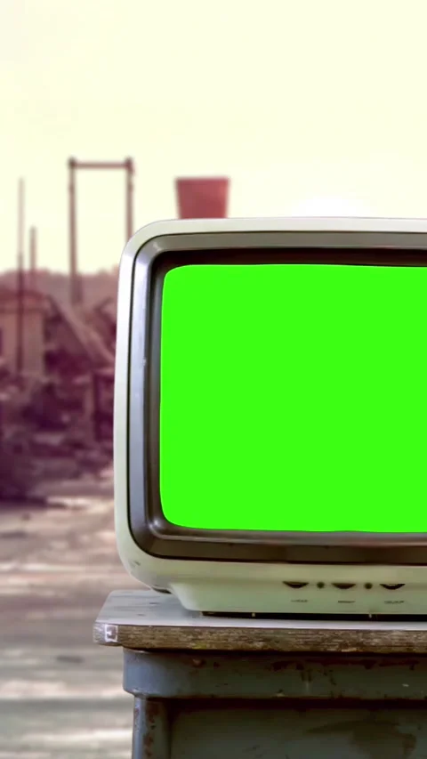 Old TV Set With Green Screen on a Street... | Stock Video | Pond5