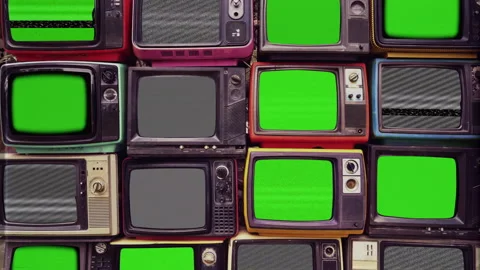 Old TV Stack Green Screen Static Noise V... | Stock Video | Pond5