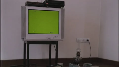 Old VHS Television Green Screen Time Cod... | Stock Video | Pond5