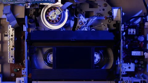 Old video recorder inside close-up, VHS.... | Stock Video | Pond5
