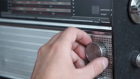 Old vintage radio being tuned by turning... | Stock Video | Pond5
