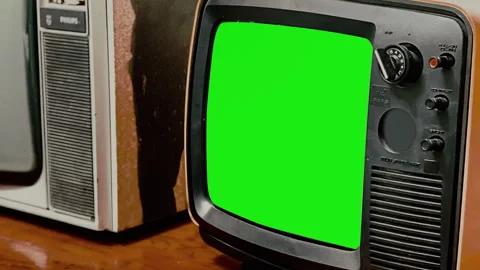 Old Vintage TV Green Screen Retro Techno... | Stock Video | Pond5