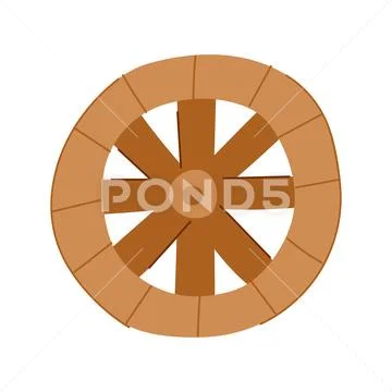 Old wheel ancient cartoon vector illustration: Graphic #279005205