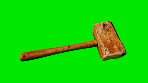Old wooden mallet at green chromakey bac... | Stock Video | Pond5