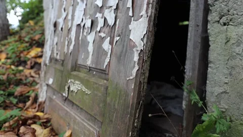 Old worn doors, paint peeling from the s... | Stock Video | Pond5