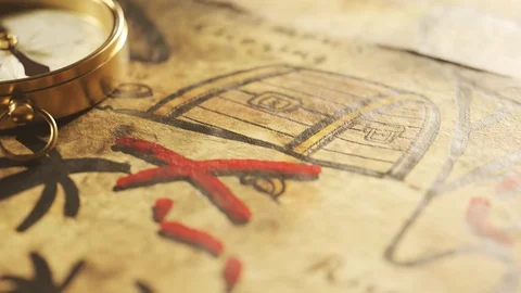 Old, worn handmade treasure map on a car... | Stock Video | Pond5