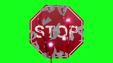 Old worn STOP traffic sign with holes an... | Stock Video | Pond5