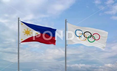 Olympic Games and Philippines flags, country relationship concept ...