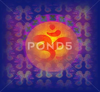 Om aum symbol on a grunge texture: Graphic #39399497