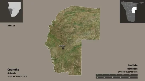 Omaheke location. Namibia. Satellite map | Stock Video | Pond5