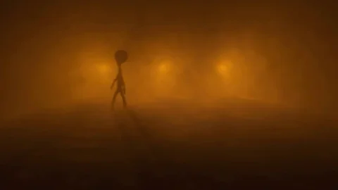 Ominous dark orange light with humanoid ... | Stock Video | Pond5