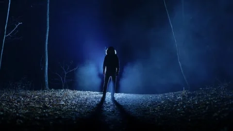An ominous male silhouette in a night fo... | Stock Video | Pond5