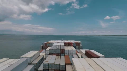 Onboard of huge Container ship during un... | Stock Video | Pond5