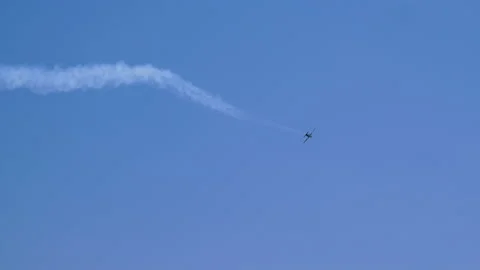 One airplane flying on background of blu... | Stock Video | Pond5