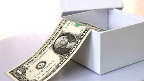 One American Dollar Banknote in Gift Box... | Stock Video | Pond5