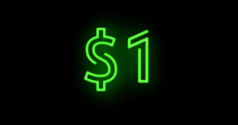 One Dollar neon sign flickering on and o... | Stock Video | Pond5
