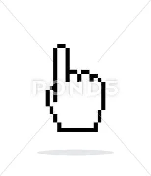 One finger. Pixel hand cursor icon on white background. Illustration ...