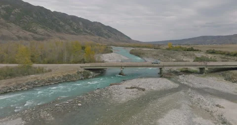 One gray crossover SUV car driving alone... | Stock Video | Pond5