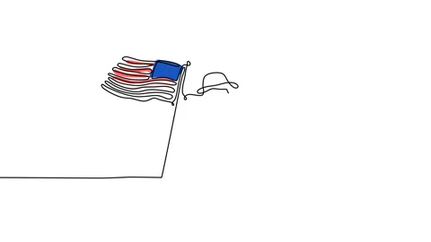 one line animation of patriot day with a... | Stock Video | Pond5
