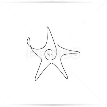 One line drawing of a Starfish: Royalty Free #84851534