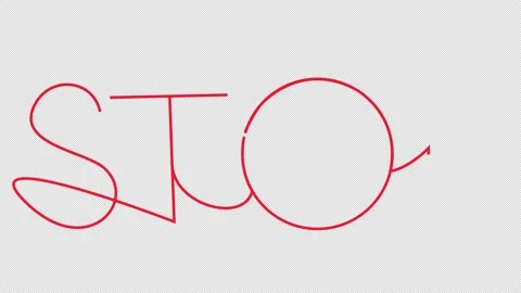 One line Stop sign on a white background... | Stock Video | Pond5