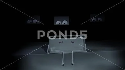 One lonely sad square box against eyes 3d illustration Illustration ...