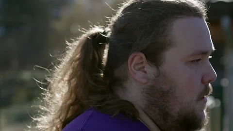 One overweight young man running. Profil... | Stock Video | Pond5