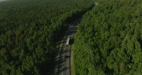 One Semi Truck with white trailer and ca... | Stock Video | Pond5