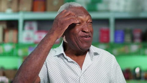 One senior black man scratching forehead... | Stock Video | Pond5