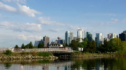 One side view of the Vancouver downtown ... | Stock Video | Pond5