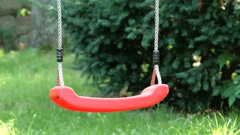 One single empty red modern plastic swin... | Stock Video | Pond5