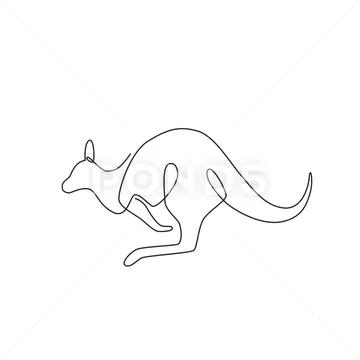 One single line drawing of cute jumping kangaroo for business logo ...