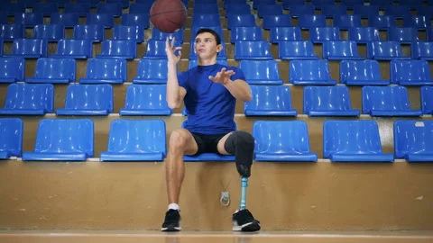 One sportsman with prosthetic leg holds ... | Stock Video | Pond5