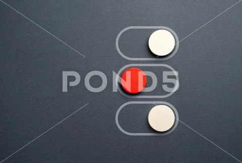 One of the switches is off. The disabled switch button among enabled ...