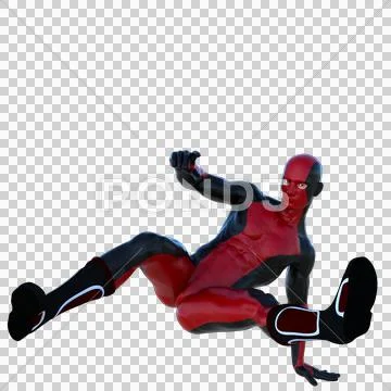 One young superhero man with muscles in red black super suit: Royalty ...