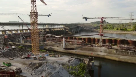 Ongoing construction at the TVA Chickama... | Stock Video | Pond5