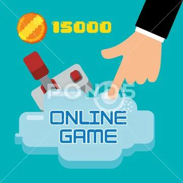 Online game hand touch joystick coin score ~ Clip Art #71784131