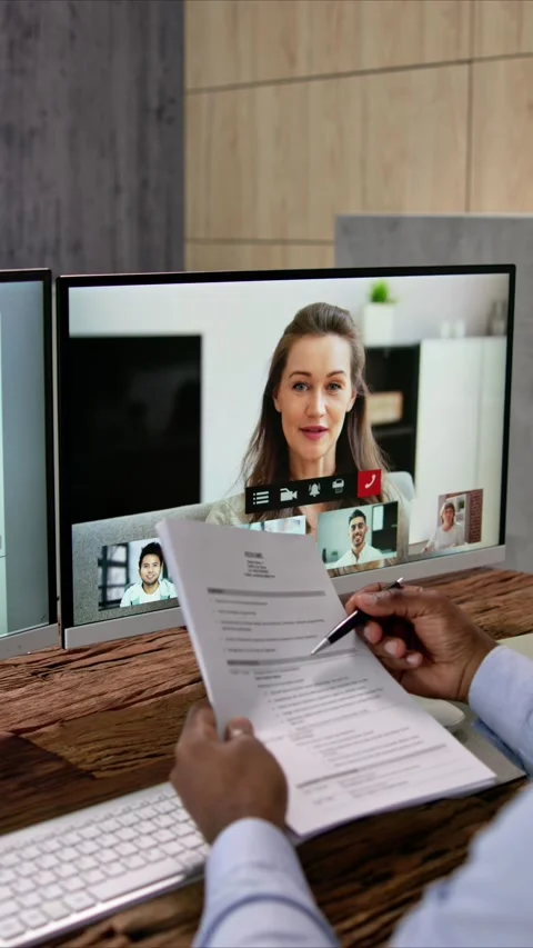 Online Video Conference Job Interview Me... | Stock Video | Pond5