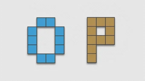 O,P Pixel Animation Letters, Alpha Chann... | Stock Video | Pond5