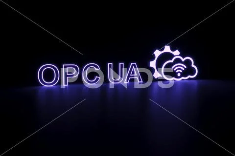 OPC UA neon concept self illumination background 3D illustration ...