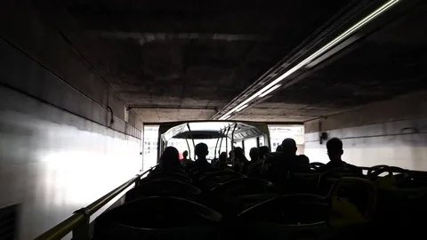 Open air bus sightseeing in London, tunn... | Stock Video | Pond5