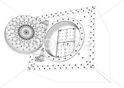 Open bank vault, body structure, wire model: Royalty Free #47563346