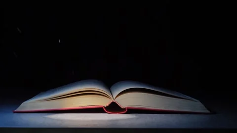 open book on a black background with a r... | Stock Video | Pond5