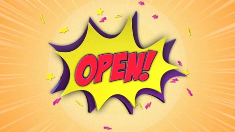 OPEN Comic Text Animation, with Alpha Ma... | Stock Video | Pond5