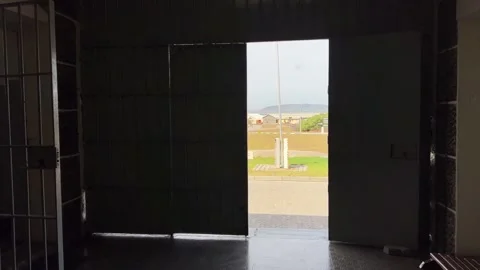Open entrance prison door on Robben Isla... | Stock Video | Pond5