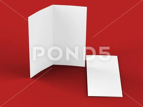Open fold leaflet in DL format - mock up - 3d illustartion Illustration ...