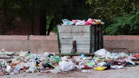 open garbage dust bin liter with plastic... | Stock Video | Pond5