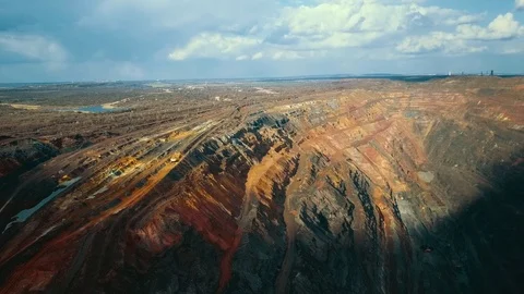 Open pit mining of open pit iron ore. | Stock Video | Pond5
