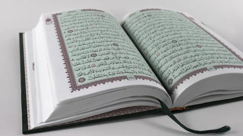 Open Quran Book, Page With Islamic Arabi... | Stock Video | Pond5